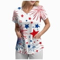 COMVALUE Scrubs Women V Neck Short Sleeve Printed Tops Cartoon Pattern ...