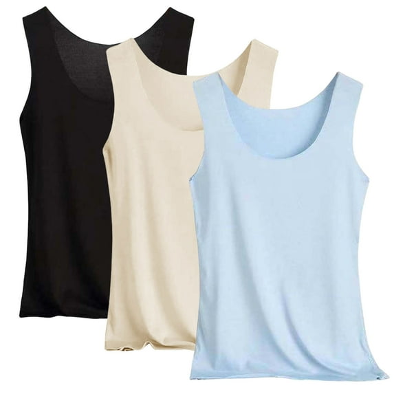 COMVALUE Seamless Ice Silk Vest Tank Tops for Women Basic Scoop Neck ...