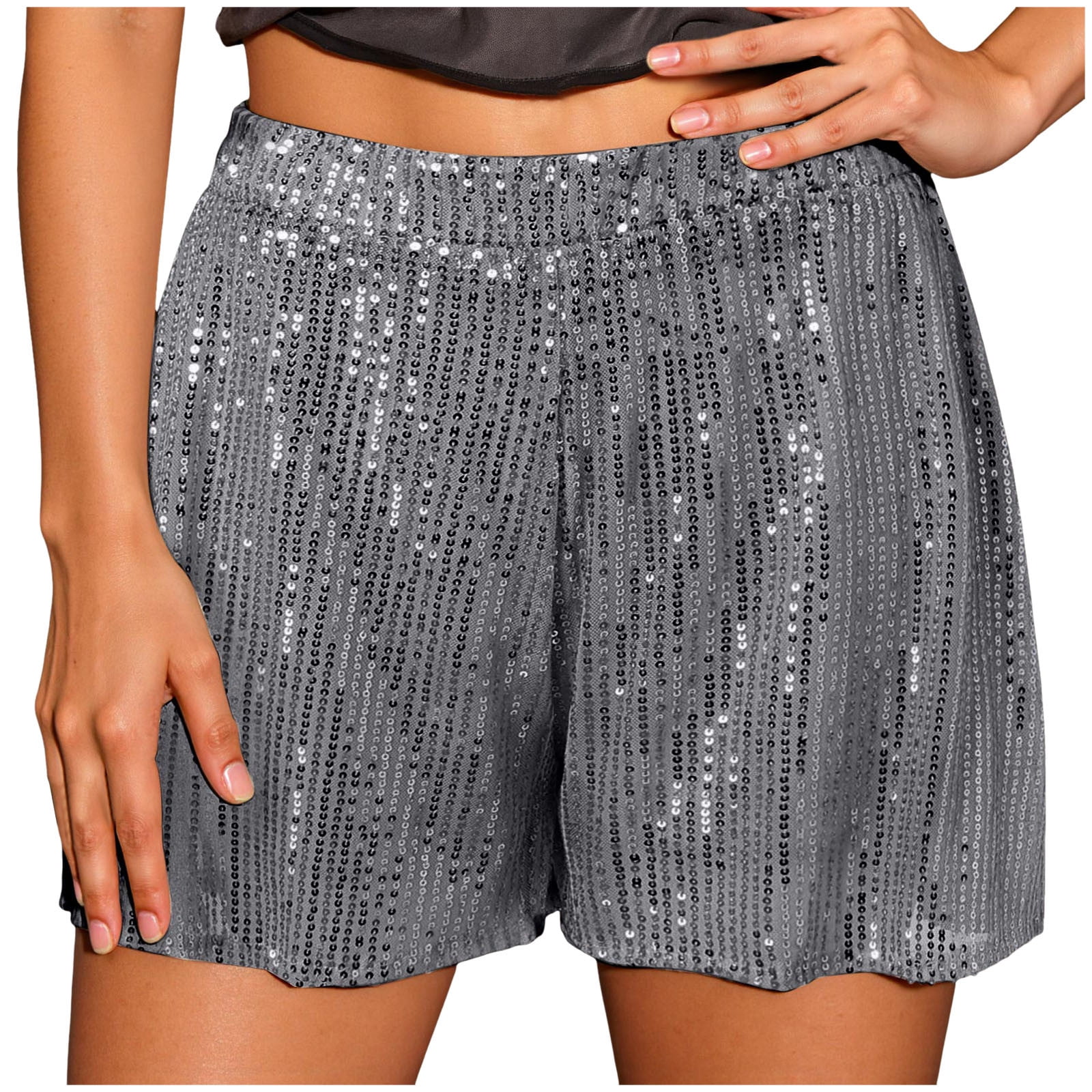 COMVALUE Sequin Shorts for Women 2026 Trendy High Waisted Stretchy Pull ...