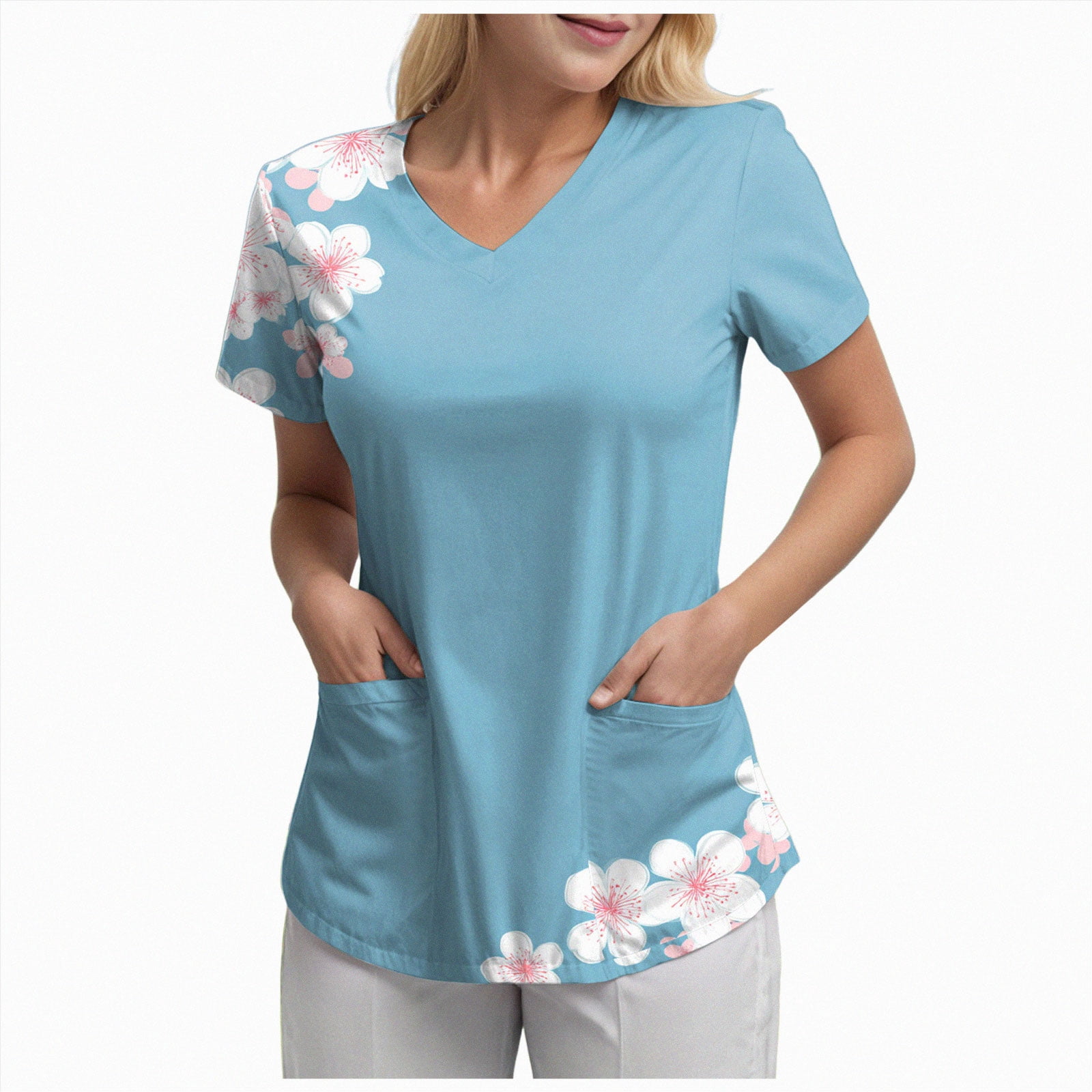 COMVALUE Size Scrubs Women Stretch Holiday Printed Scrubs Medical ...