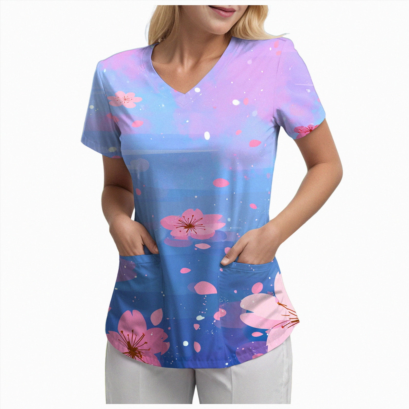 COMVALUE Size Scrubs Women Stretch Holiday Printed Scrubs Medical ...