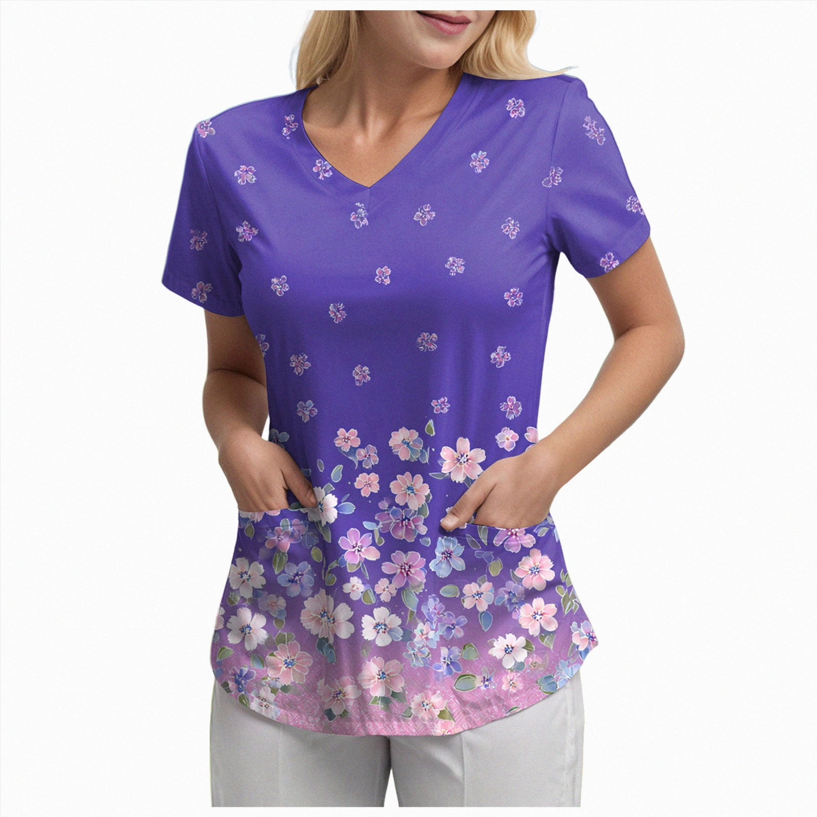 COMVALUE Size Scrubs Women Stretch Holiday Printed Scrubs Medical ...