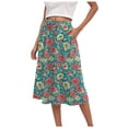 COMVALUE Skirts Women High Waisted Flowy Summer Midi Knee Length Long ...
