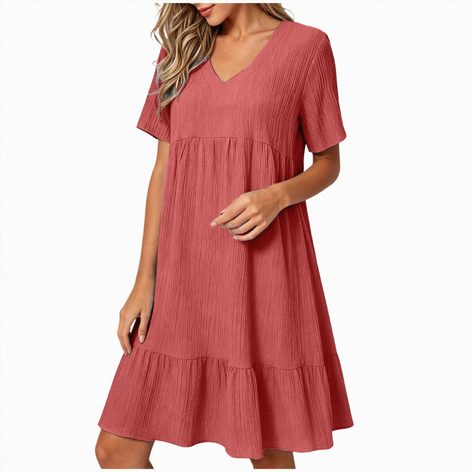 COMVALUE Summer Dresses for Women 2026 Vacation Short Sleeve v Neck ...