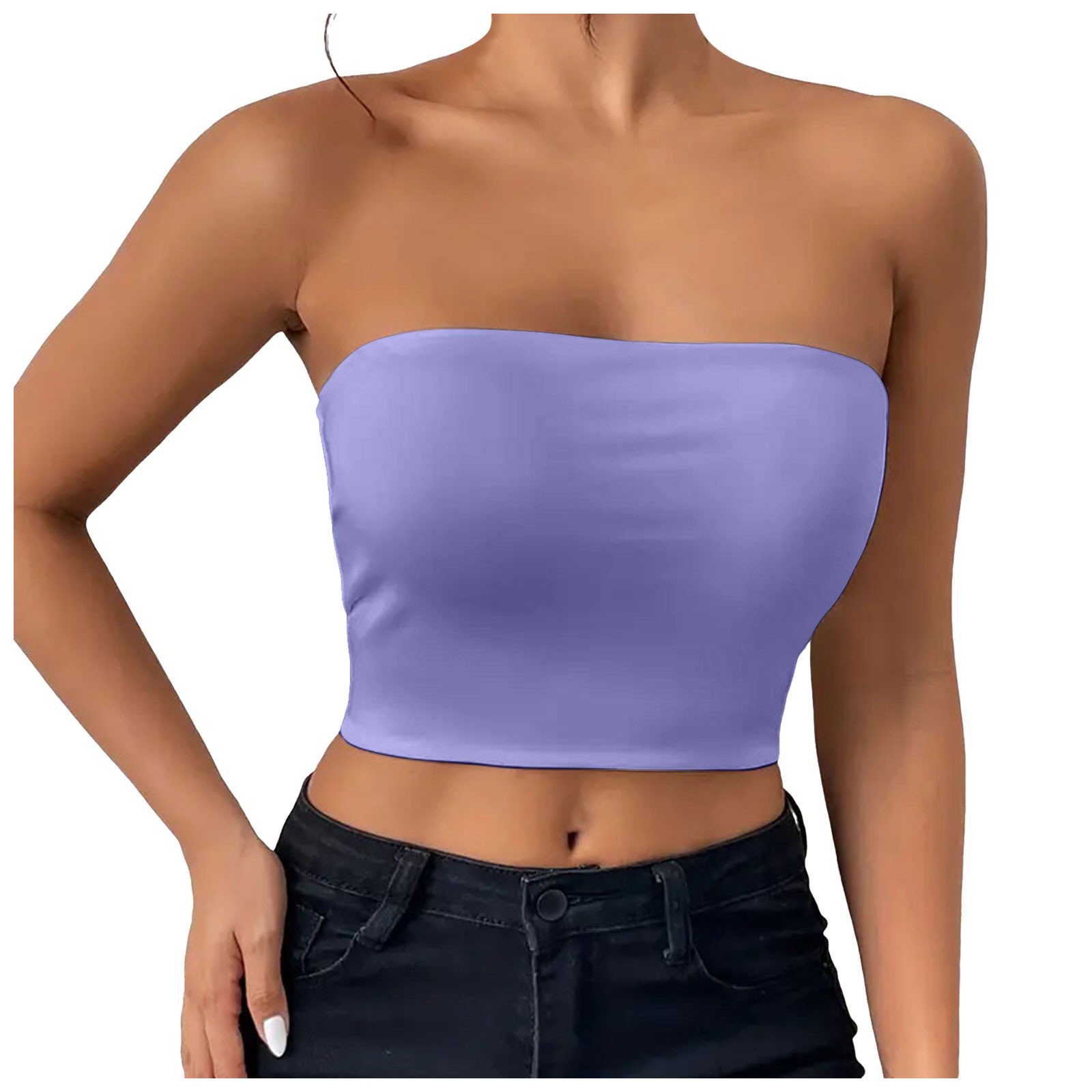 COMVALUE Tube Tops for Women Summer Crop Top Basic Casual Bandeau Going ...