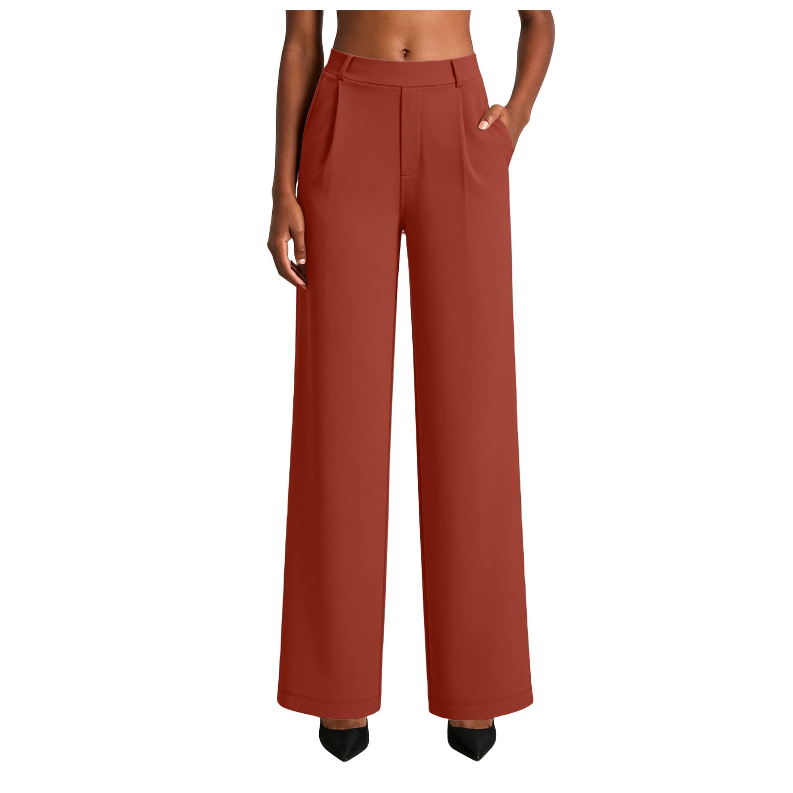 COMVALUE Wide Leg Pants Woman Pull Stretchy Work Pants High Waisted ...
