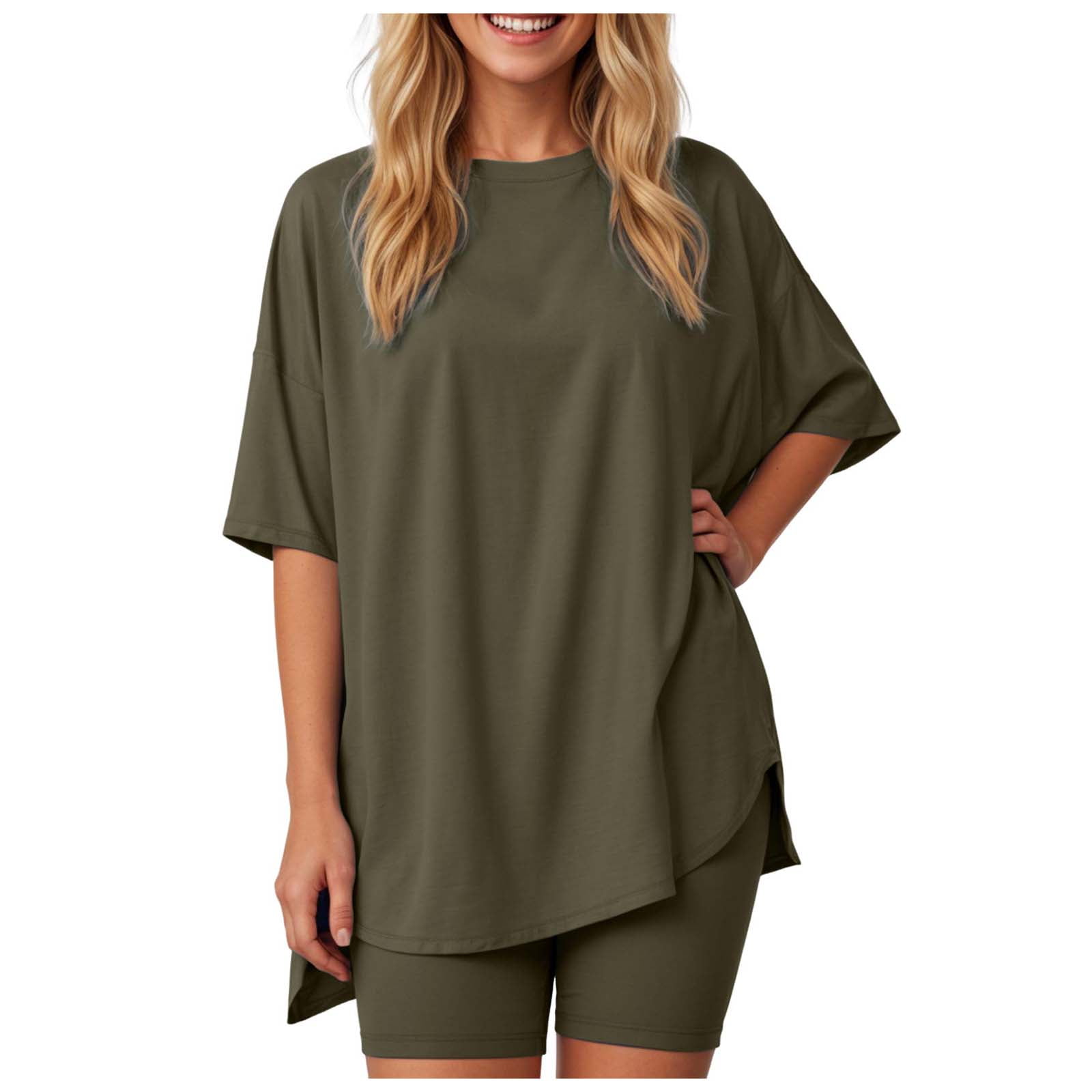 COMVALUE Women 2 Piece Lounge Set 2026 Summer Casual Oversized Shirts ...