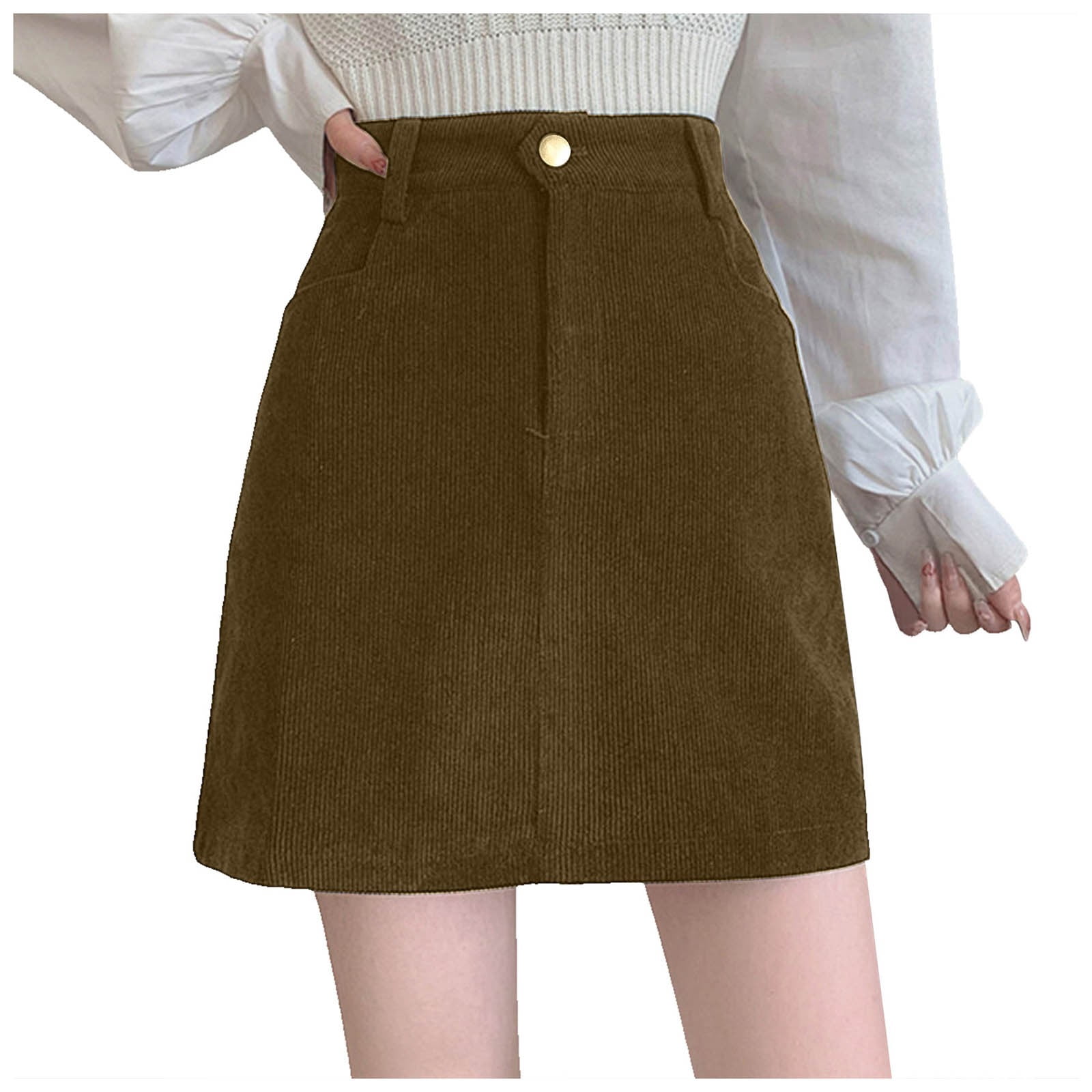 COMVALUE Women Mini Skirt with Pockets Classic A-Line Basic Short Skirts (Coffee, S) - Walmart.com