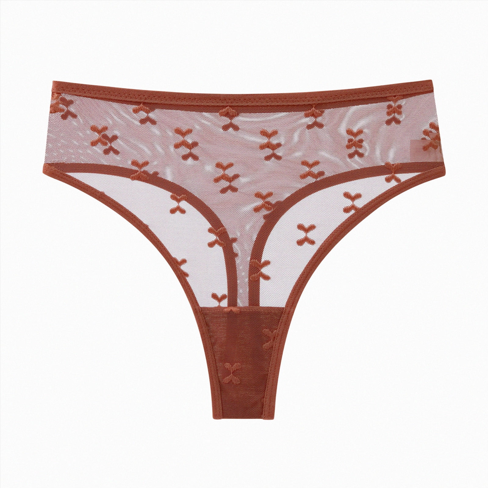 COMVALUE Women Sexy Coquette Contrast Lace Trims Floral Print Thongs ...