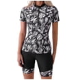 COMVALUE Women Short Sleeve Swim with Shorts Swimsuits Zipper Surfing ...