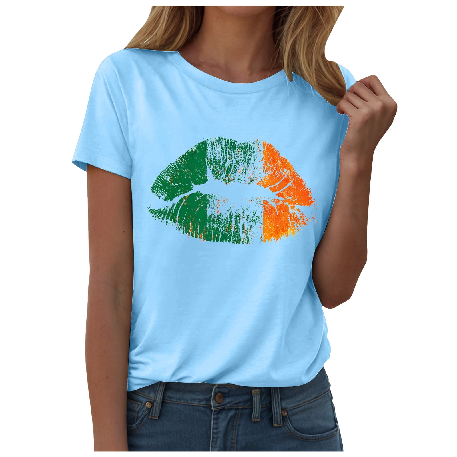 COMVALUE Women St. Patrick's Day Tops Shamrock Clover Print T Shirt ...