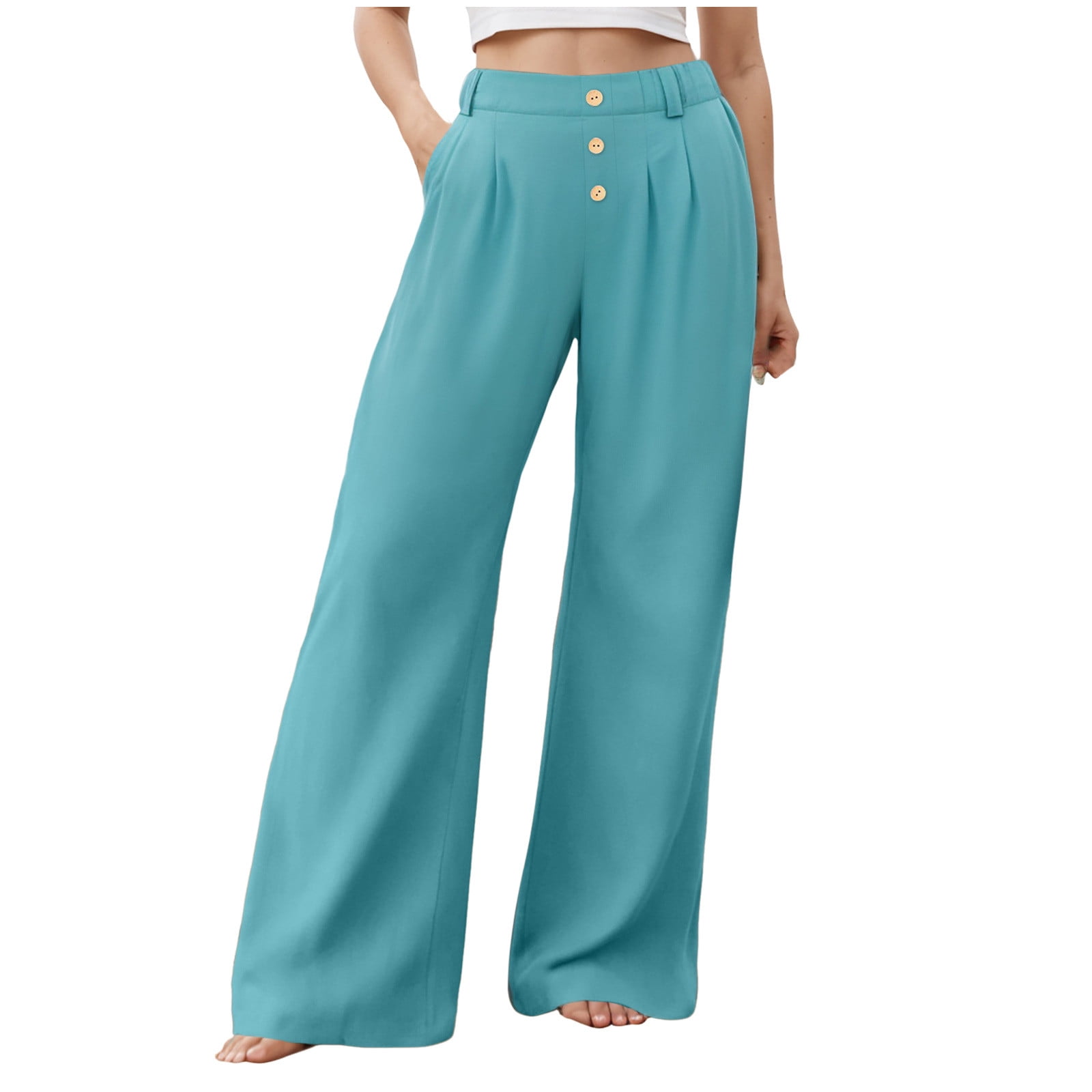 COMVALUE Women Wide Leg Dress Pants 2026 Button Pleated Business Casual ...