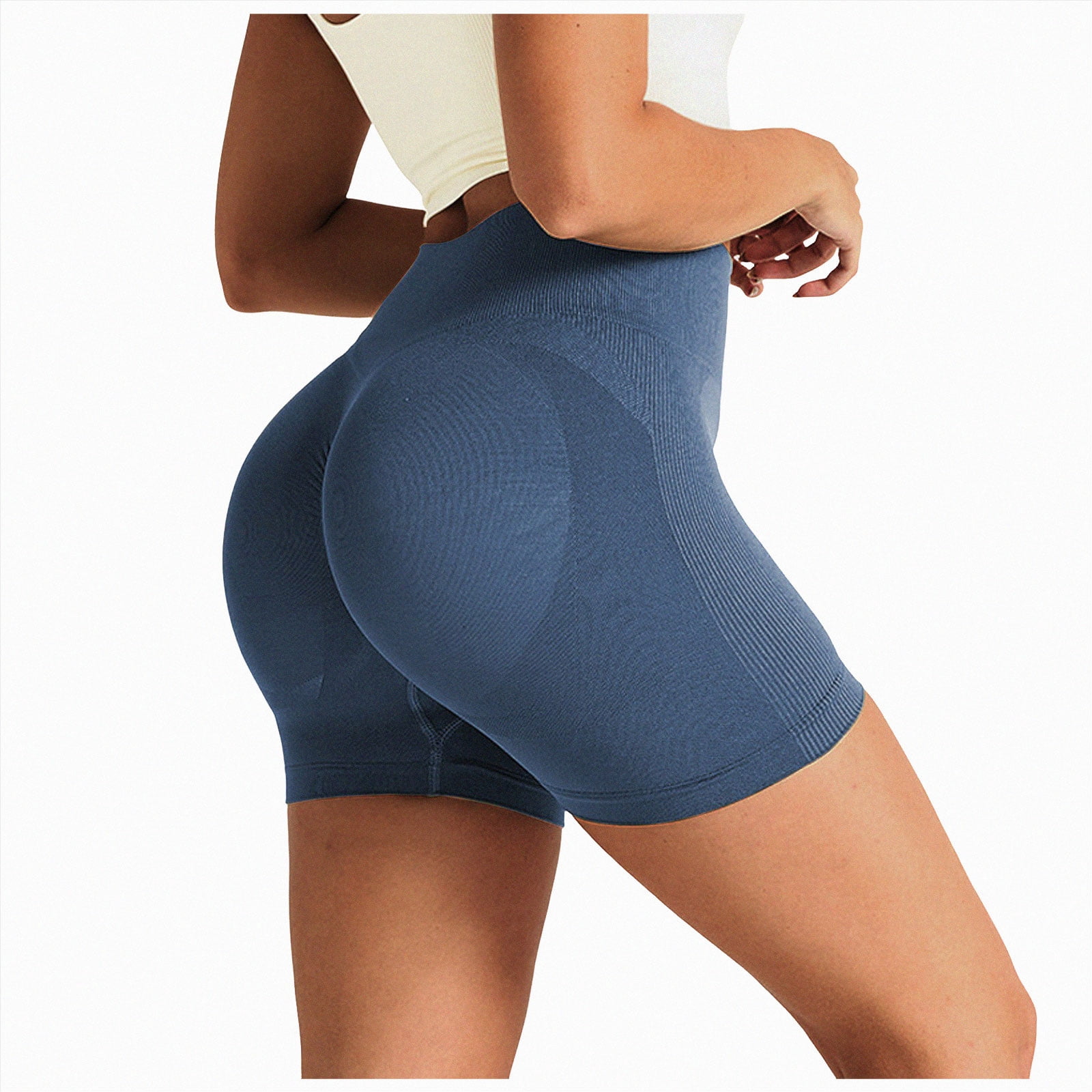 COMVALUE Women Workout Impact Shorts 4.5 Scrunch Lifting Tummy Control ...