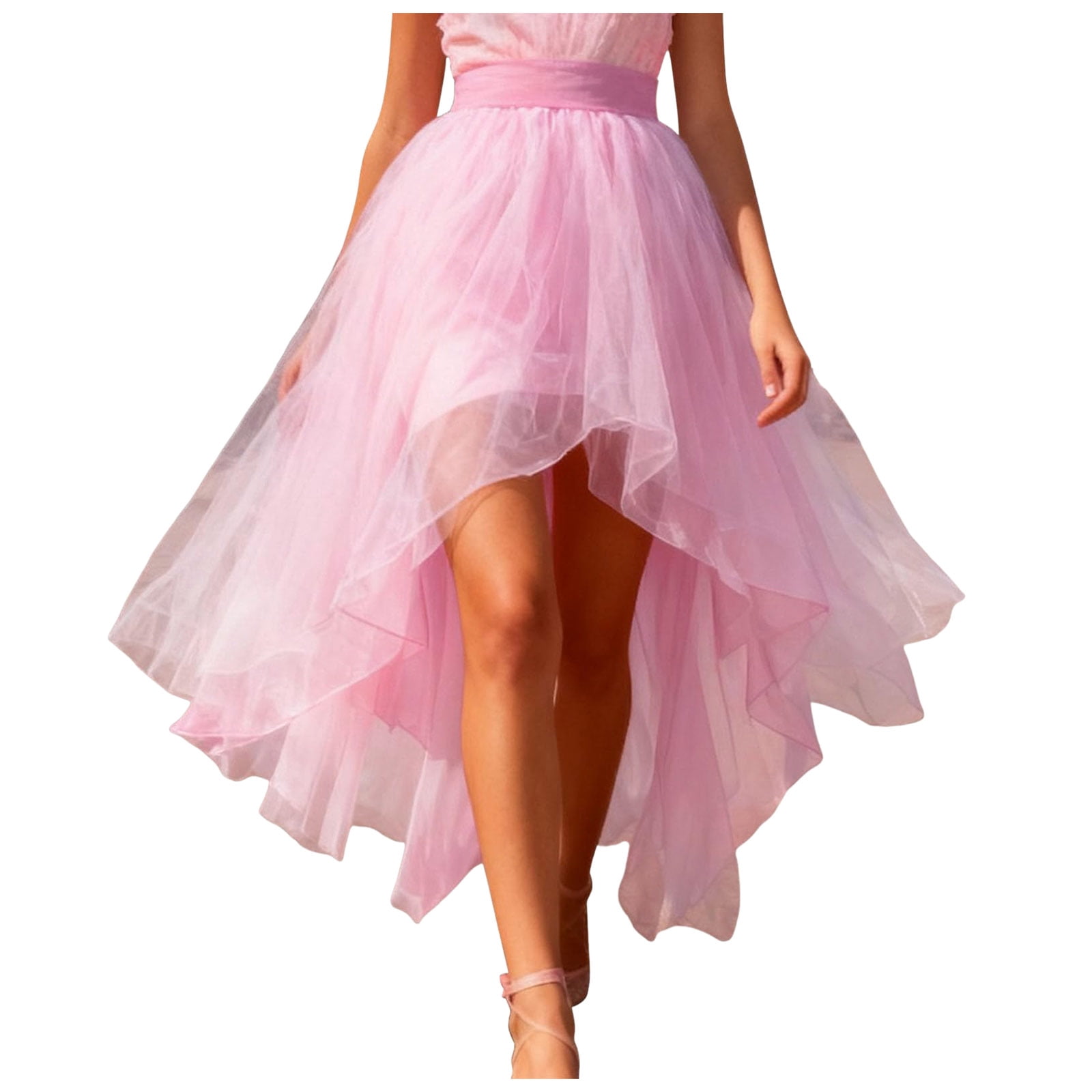 COMVALUE Women's 2026 Bustle Skirt Elastic Waist Hi-Lo Tutu Tulle ...