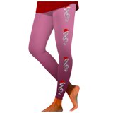 COMVALUE Women's Christmas Graphic Leggings Glitter Red Wine Glass ...