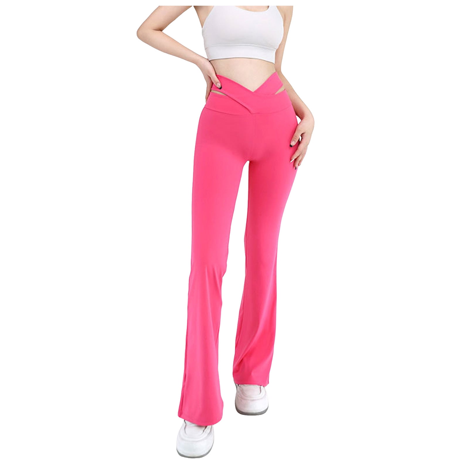 COMVALUE Women's Flare Leggings Hollow Horn High Waisted Yoga Pants ...