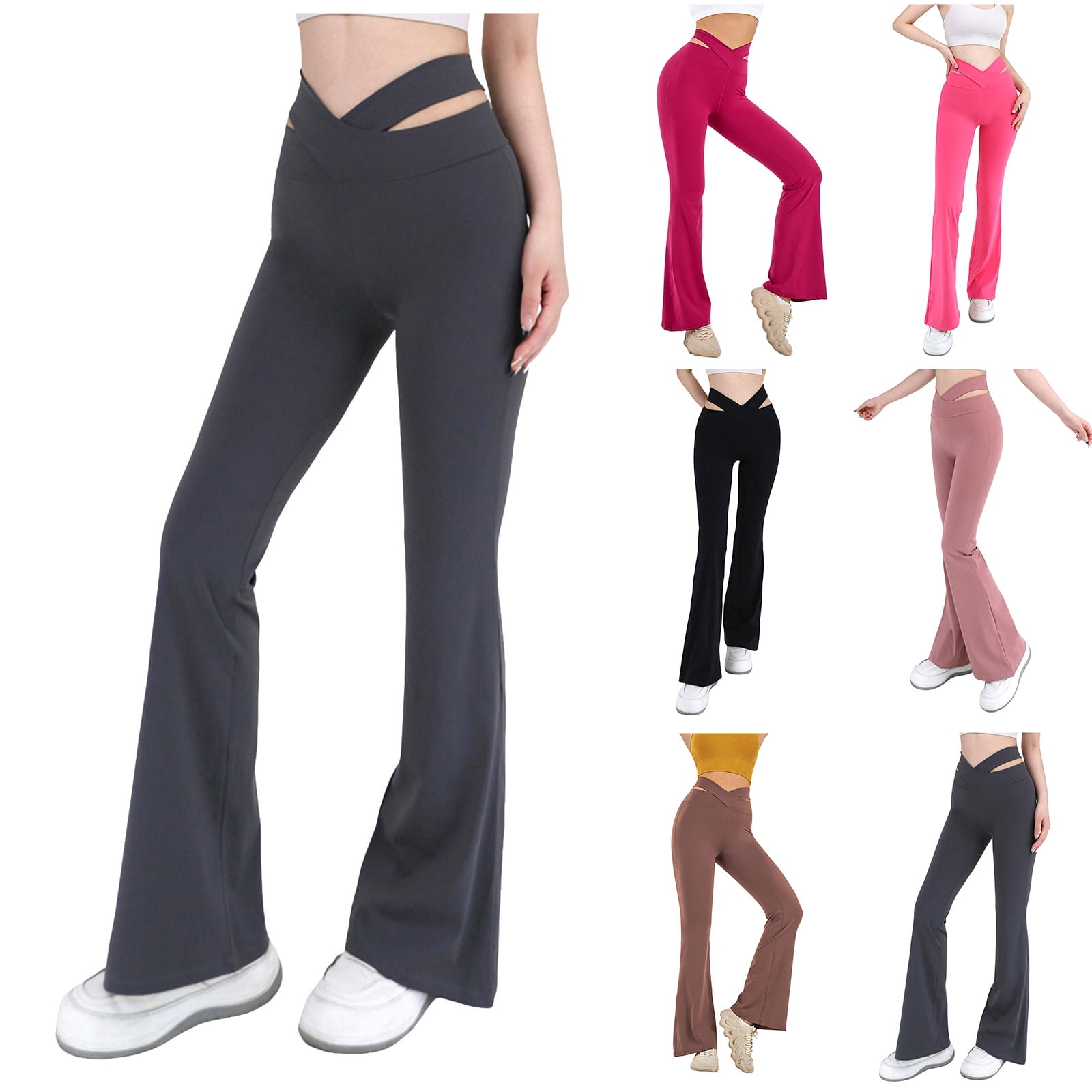 COMVALUE Women's Flare Leggings Hollow Horn High Waisted Yoga Pants ...