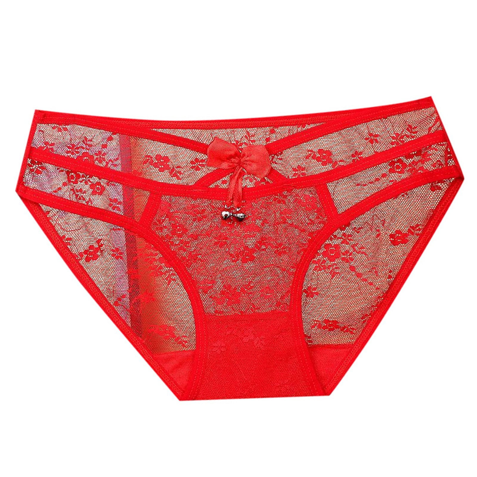 COMVALUE Women's Floral Lace Panties Criss Cross Cut Out Lace Bow Knot ...