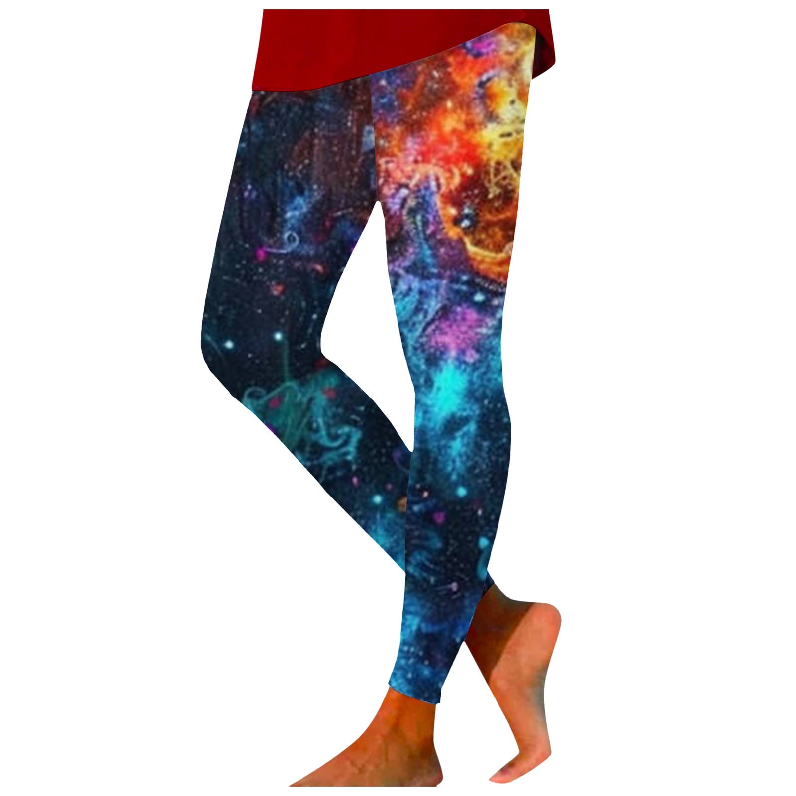 COMVALUE Women's Floral Printed Footless Elastic Leggings Yoga Pants ...