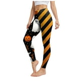 COMVALUE Women's Halloween Leggings Pumpkin Horror Print High Waisted ...