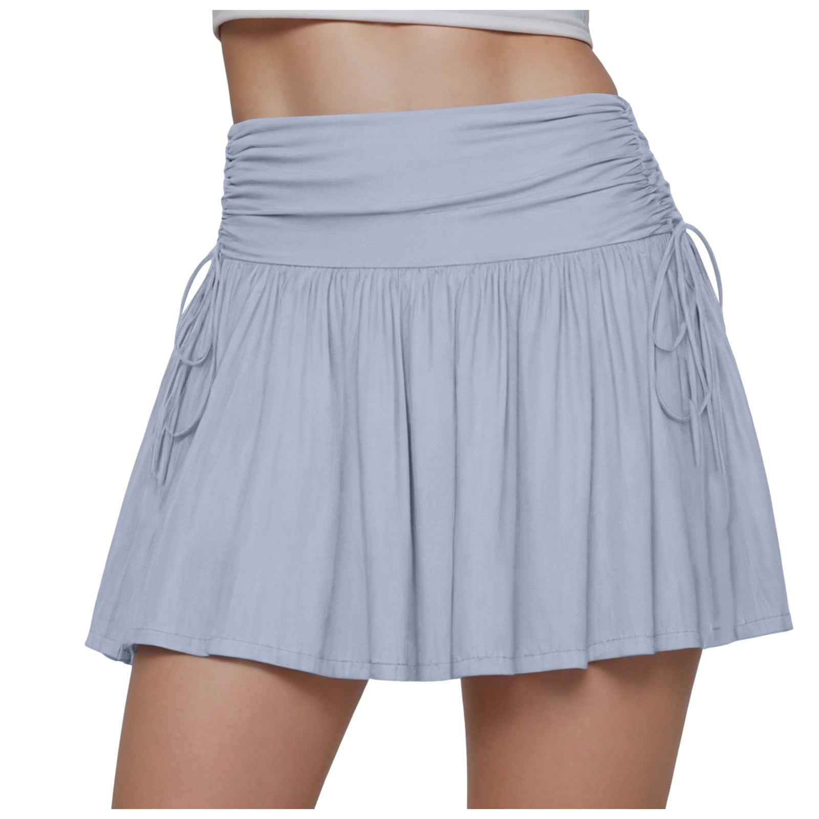 COMVALUE Women's Mini Skirts High Waisted Ruched Layered Skorts Ruffle ...