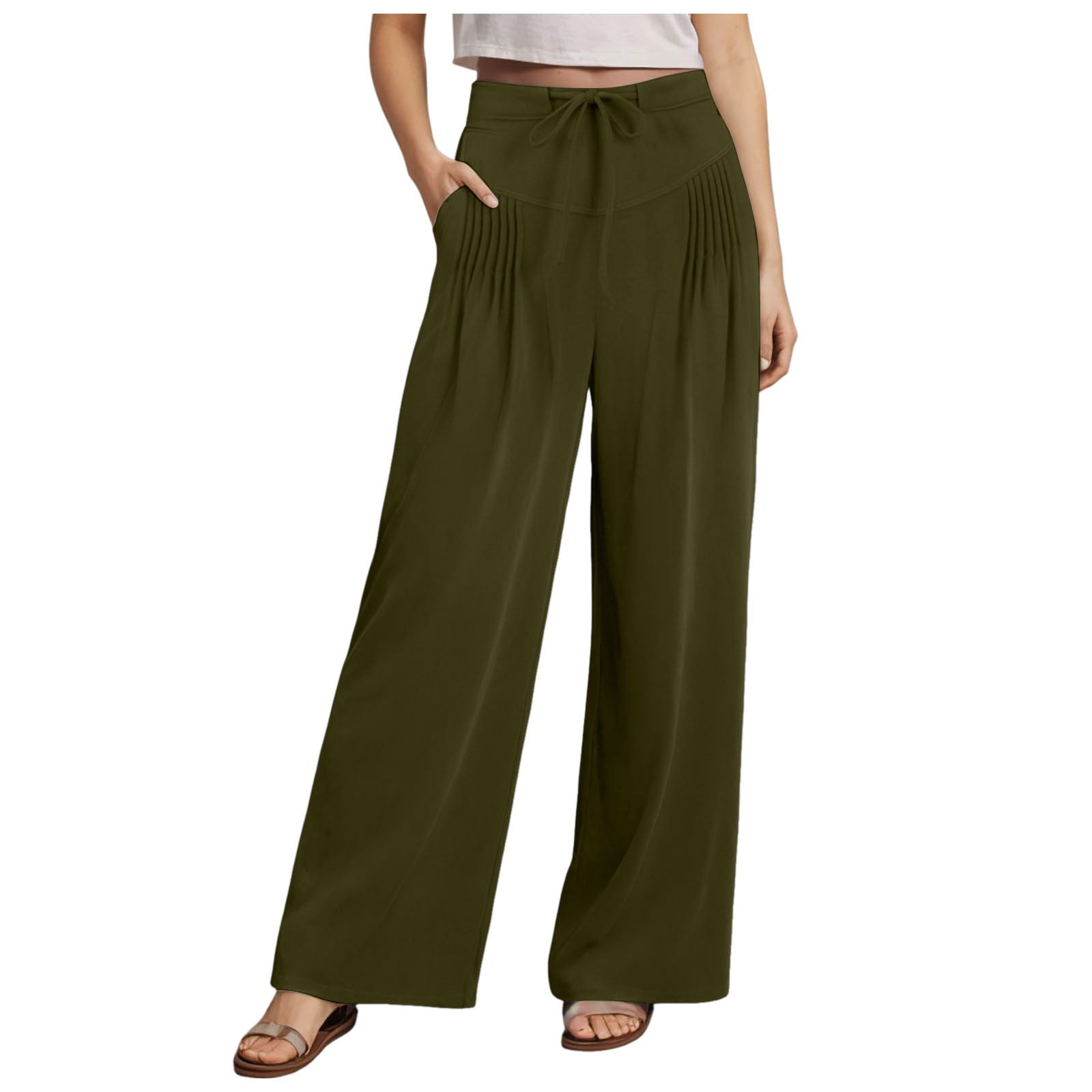 COMVALUE Women's Palazzo Pants Wide Leg High Waisted Lounge Casual ...