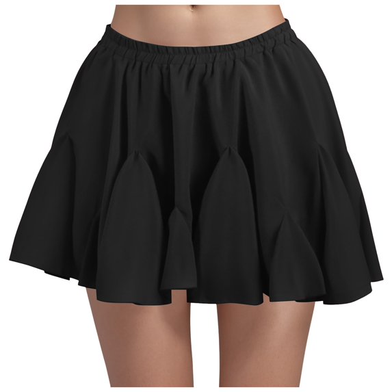 COMVALUE Women's Pleated Skater Skirt Basic Casual High Waisted Ruffles ...