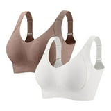 COMVALUE Women's Ribbed Push Up Adjustable Wireless Bra 2 Pack Seamless ...