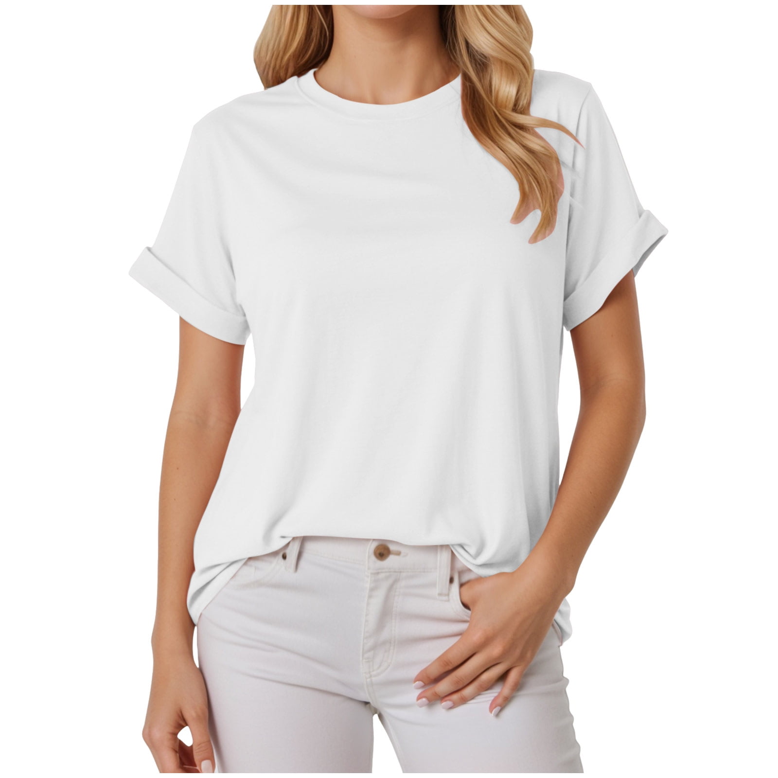 COMVALUE Women's Short Sleeve T-Shirt, Casual Drop Shoulder Top with ...