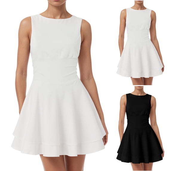 COMVALUE Women's Sleeveless A-Line Fit and Flare Little Short Dress ...