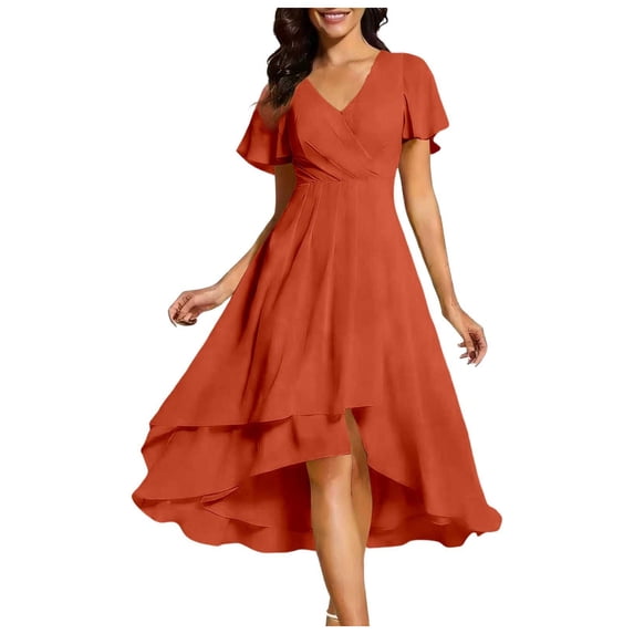 COMVALUE Women's Spring Summer Chiffon Wedding Guest Dresses V Neck ...