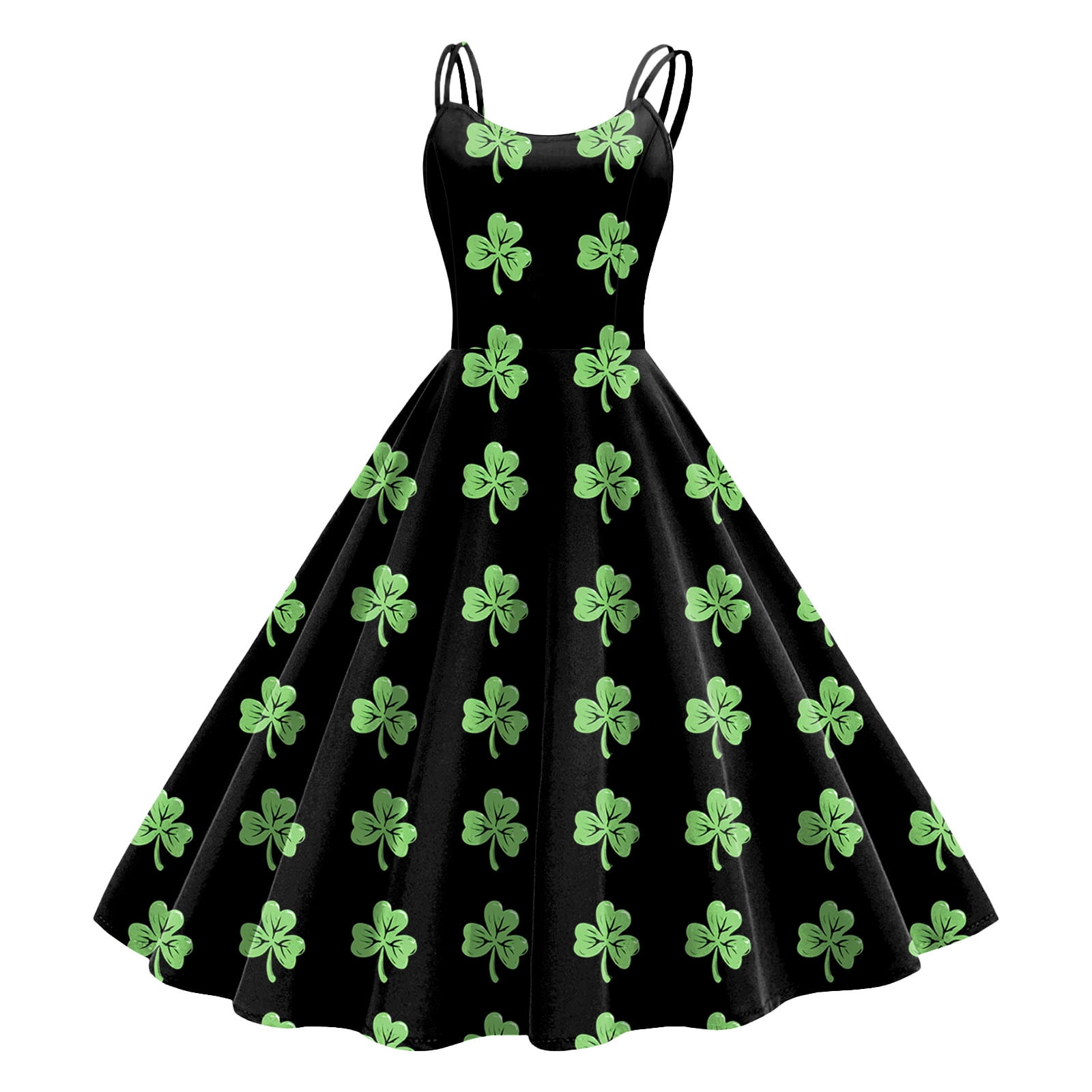 COMVALUE Women's St Patricks Day Print Dress Sleeveless Shamrock Dress ...