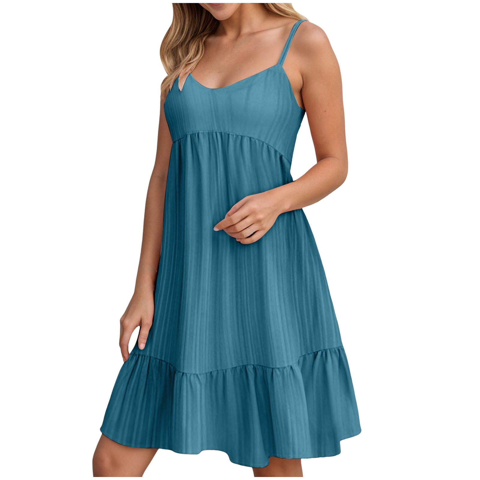 COMVALUE Women's Summer Spaghetti Strap Sundress V Neck Backless Dress ...