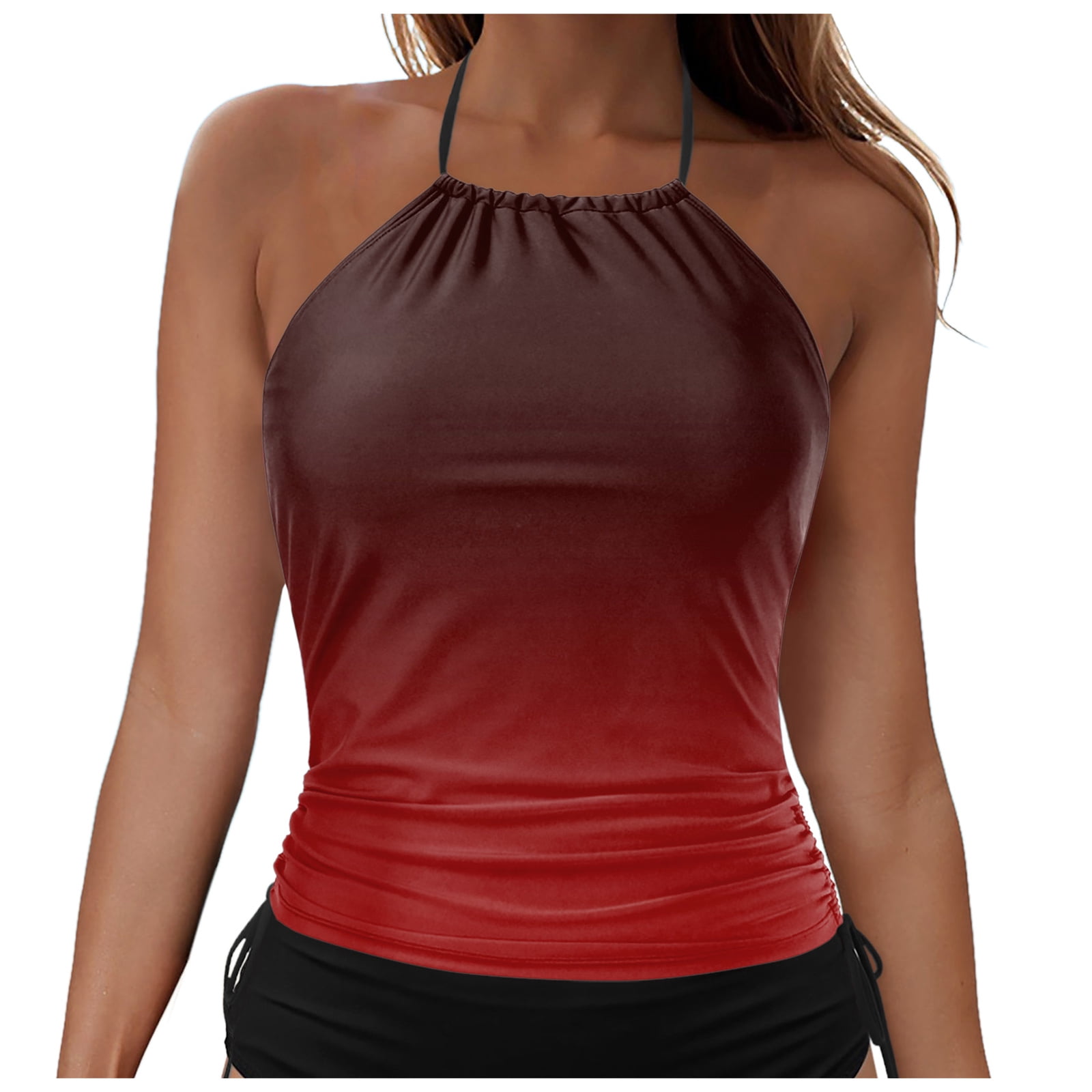 COMVALUE Women's Tankini Bathing Suits Halter Neck Tummy Control ...