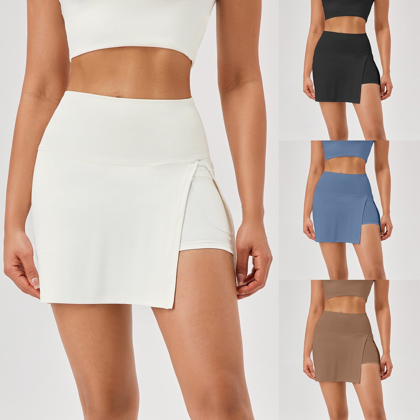 COMVALUE Women's Tennis Skirt Shorts High Waisted Side Slit Skort ...