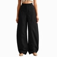 COMVALUE Women's Wide Leg Baggy Pants Zipper Fly Pleated Dress Pants ...