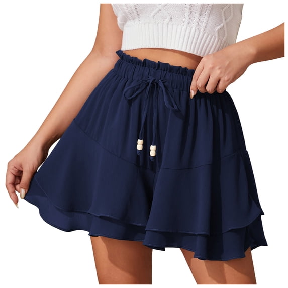 COMVALUE Womens A Line Ruffle Layered Flowy Mini Skirt Casual ...
