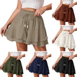 COMVALUE Womens A Line Ruffle Layered High Waisted Flowy Mini Skirt ...