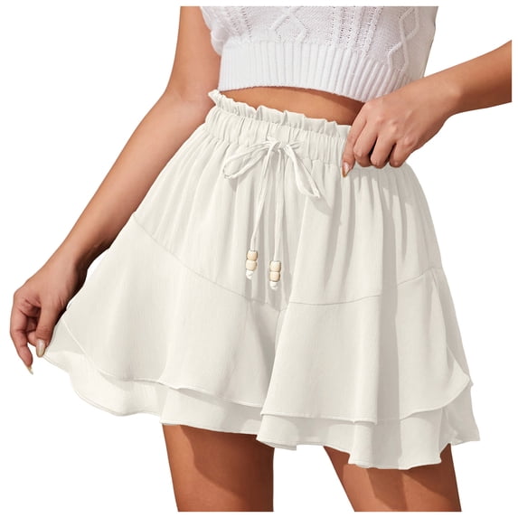 COMVALUE Womens A Line Ruffle Layered High Waisted Flowy Mini Skirt ...