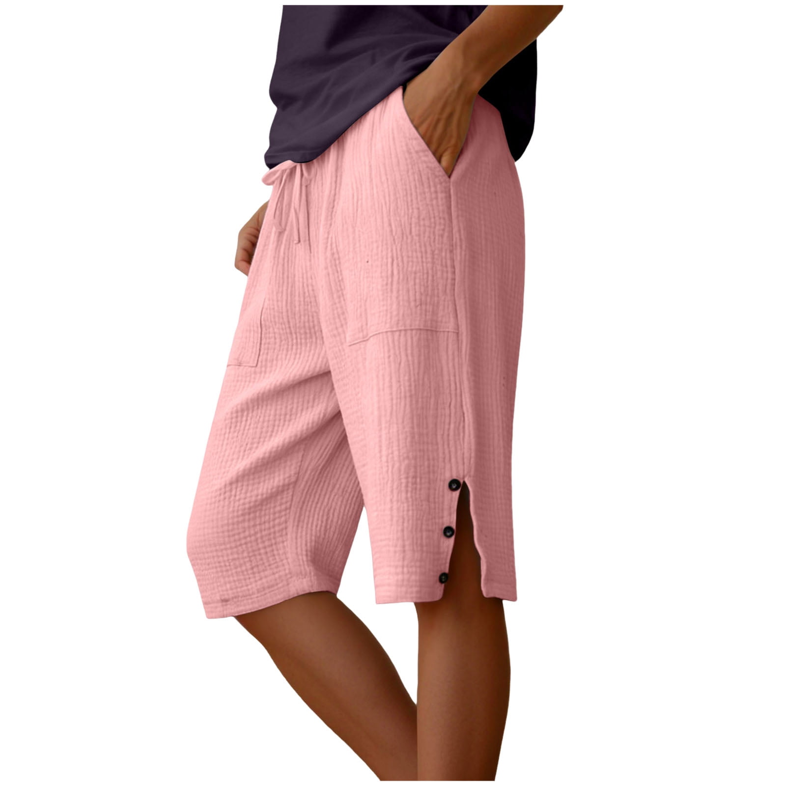 COMVALUE Womens Capris Pants with Pockets Cotton Trousers for Women ...