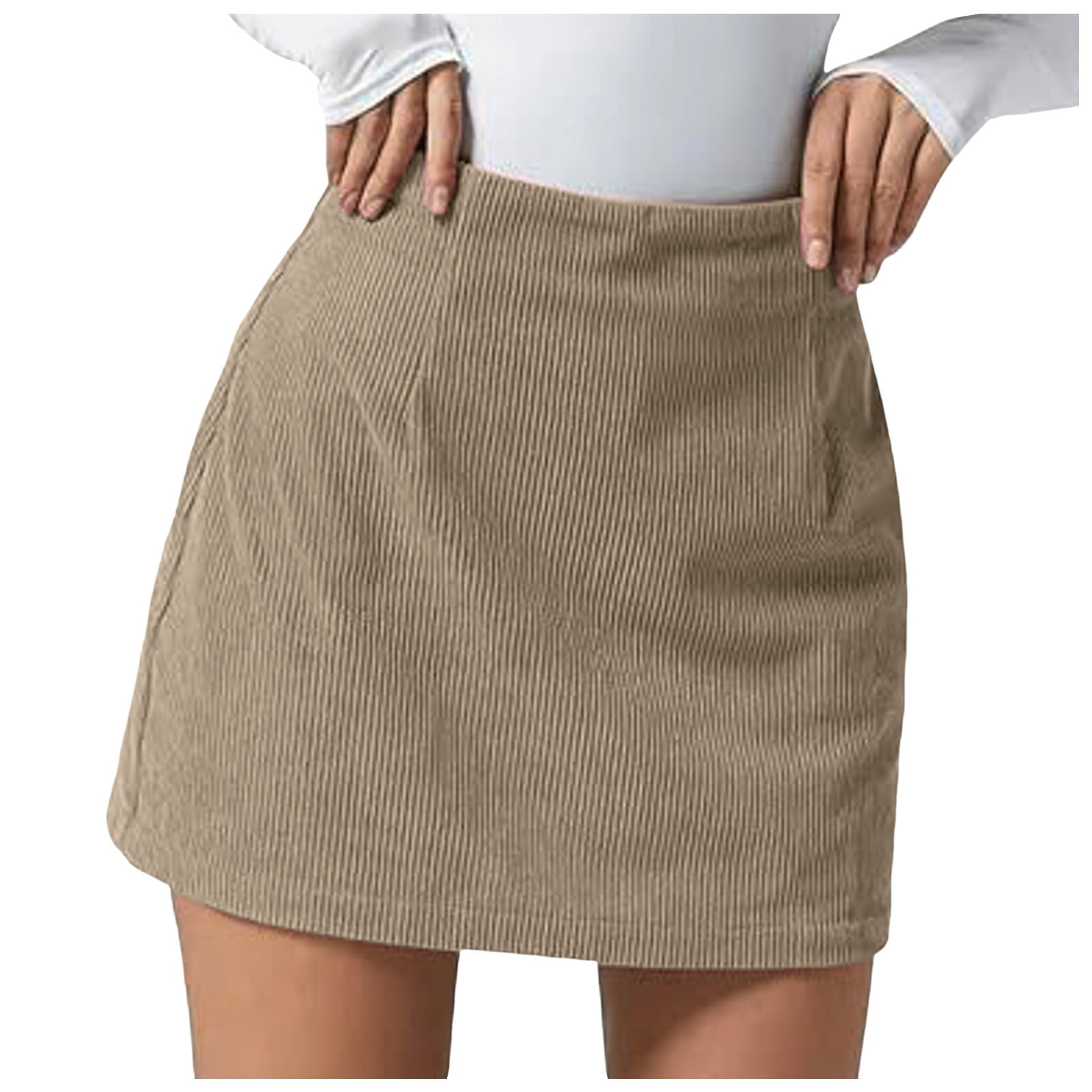 COMVALUE Womens Corduroy Mini Skirt High Waisted Basic Casual A-line ...