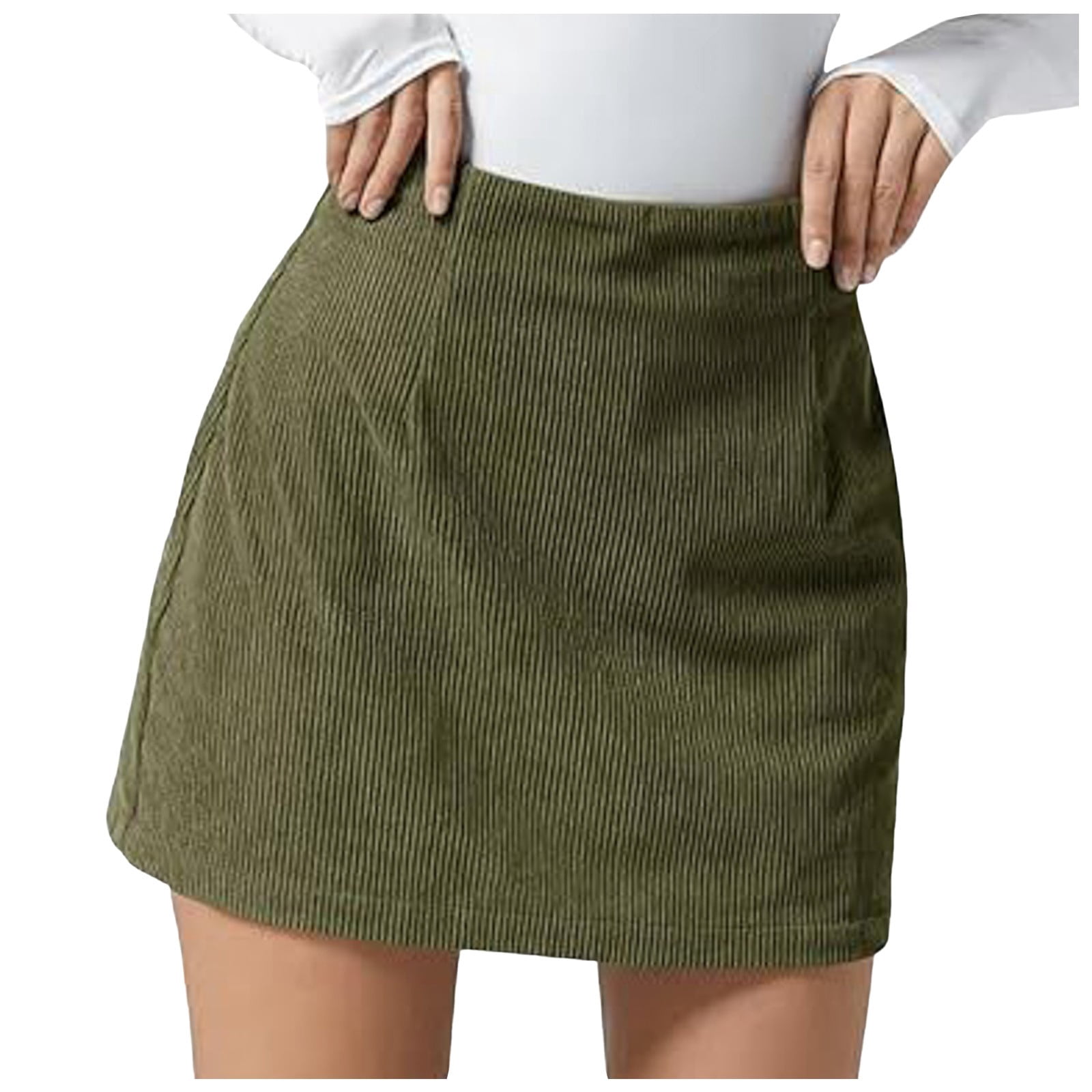 COMVALUE Womens Corduroy Mini Skirt High Waisted Basic Casual A-line ...