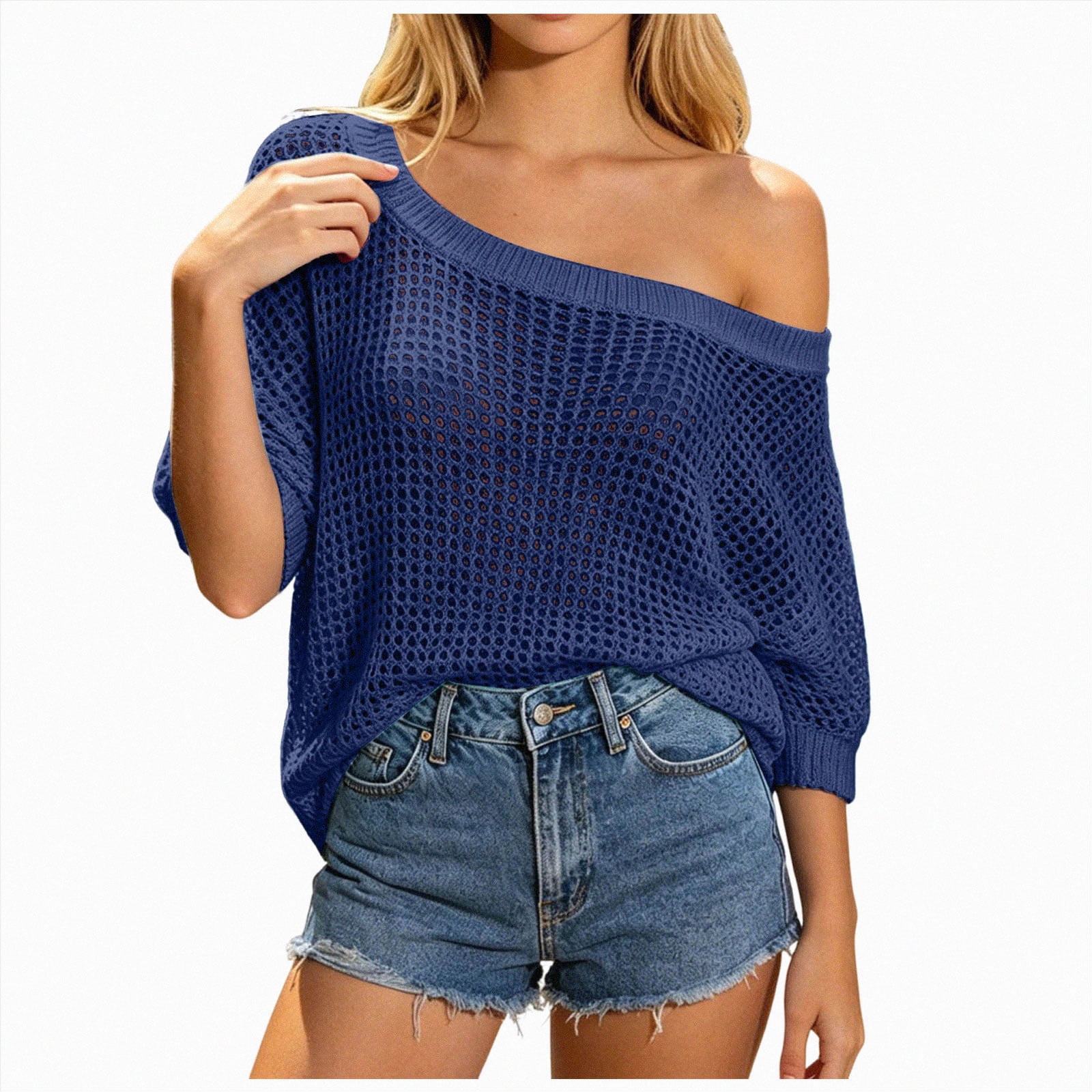 COMVALUE Womens Crochet Tops Long Sleeve Out Swim Cover Up 2026 Beach ...