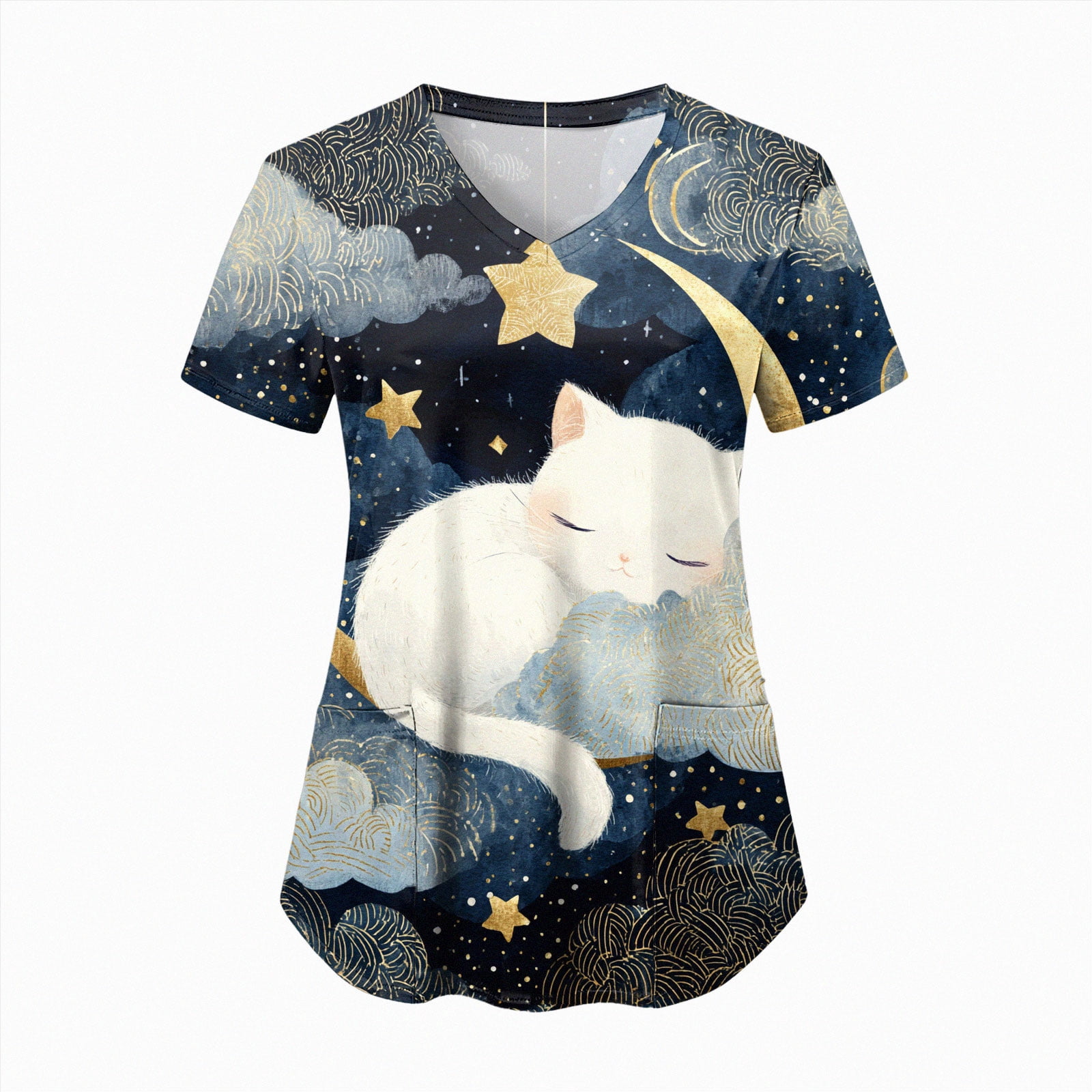COMVALUE Womens Heart Print Animals Nurse Uniforms 2026 Scrub Tops ...
