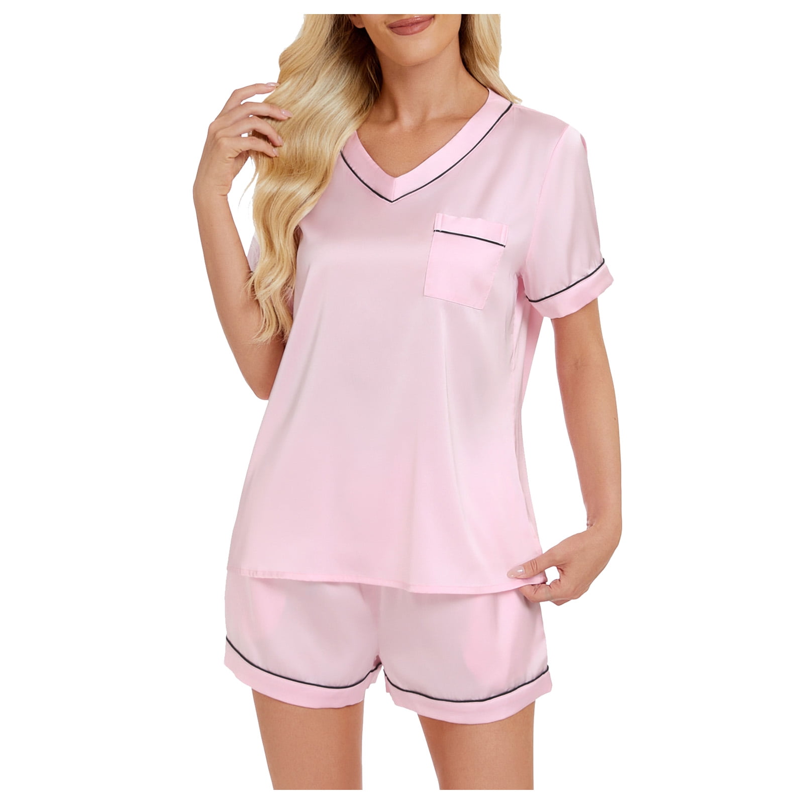 COMVALUE Womens Pajama Set 2025 Short Sleeve Pjs Loungewear 2 Piece ...