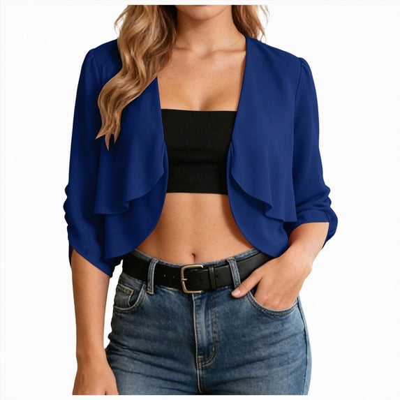 COMVALUE Womens Shrug Chiffon Short Sleeve Shawl Open Front Cardigans ...