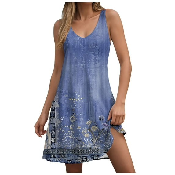 COMVALUE Womens Summer Casual V Neck Sleeveless Mini Dress 2026 Beach ...