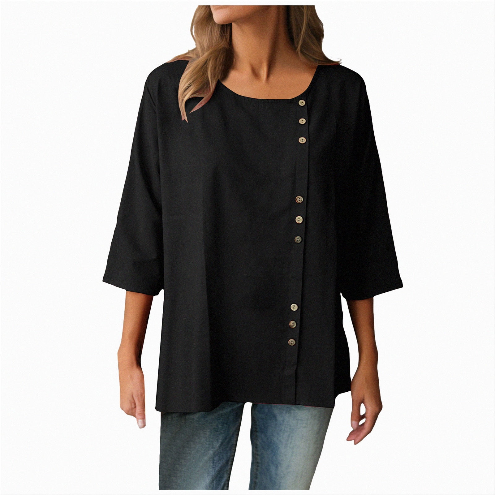 COMVALUE Womens Summer Tops Casual Cotton T-Shirts Elbow Or 3/4 Sleeves ...