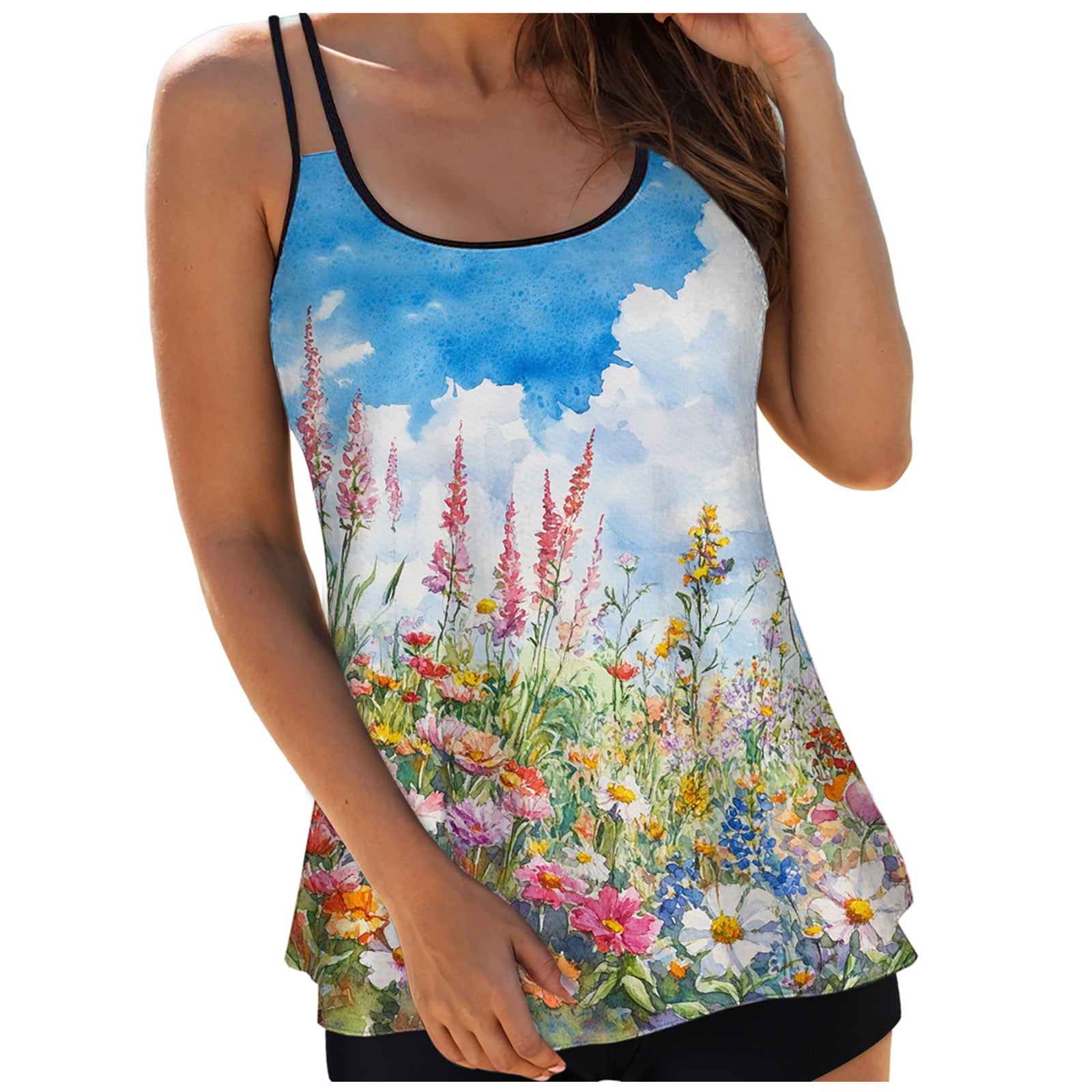 COMVALUE Womens Tank Tops Loose Fit Summer Cami Tops Scoop Neck Casual ...