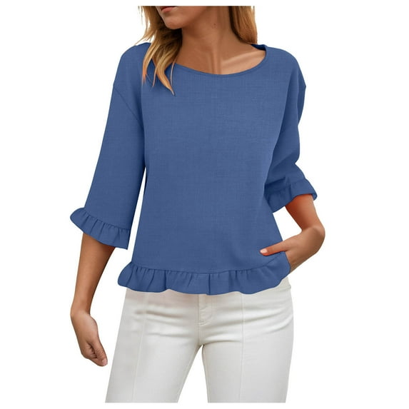 COMVALUE Womens Tops 3/4 Sleeve Dressy Casual Blouses Summer Outfits ...